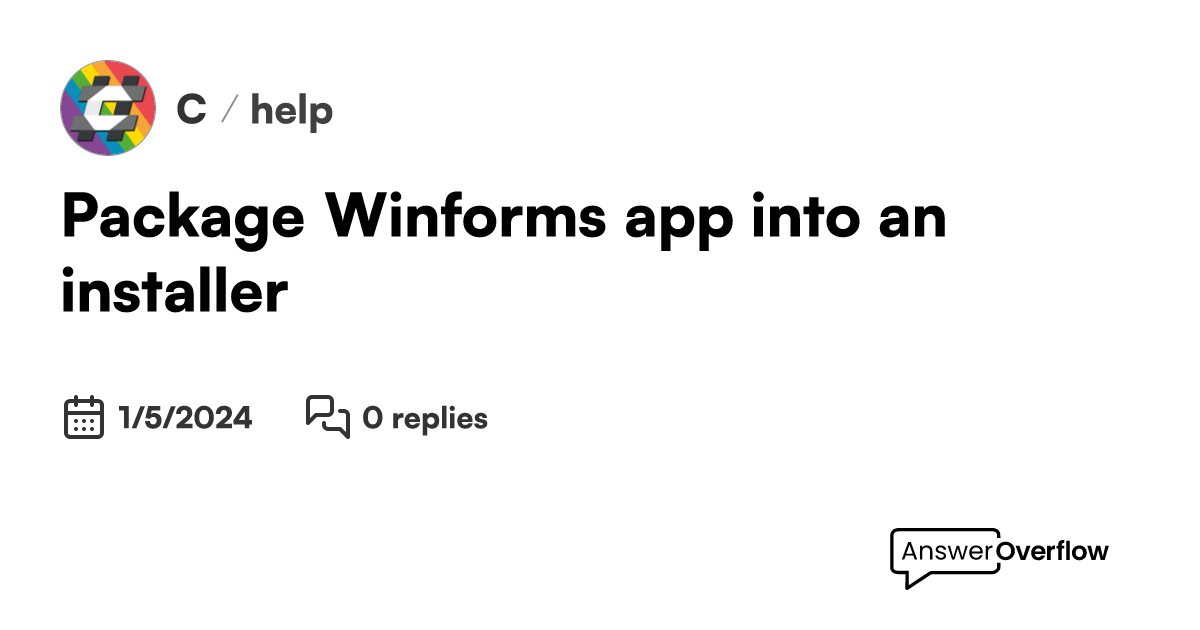 Package Winforms app into an installer - C#