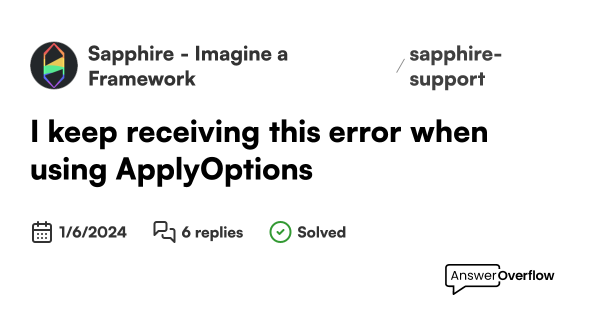 I keep receiving this error when using @ApplyOptions. - Sapphire - Imagine a Framework