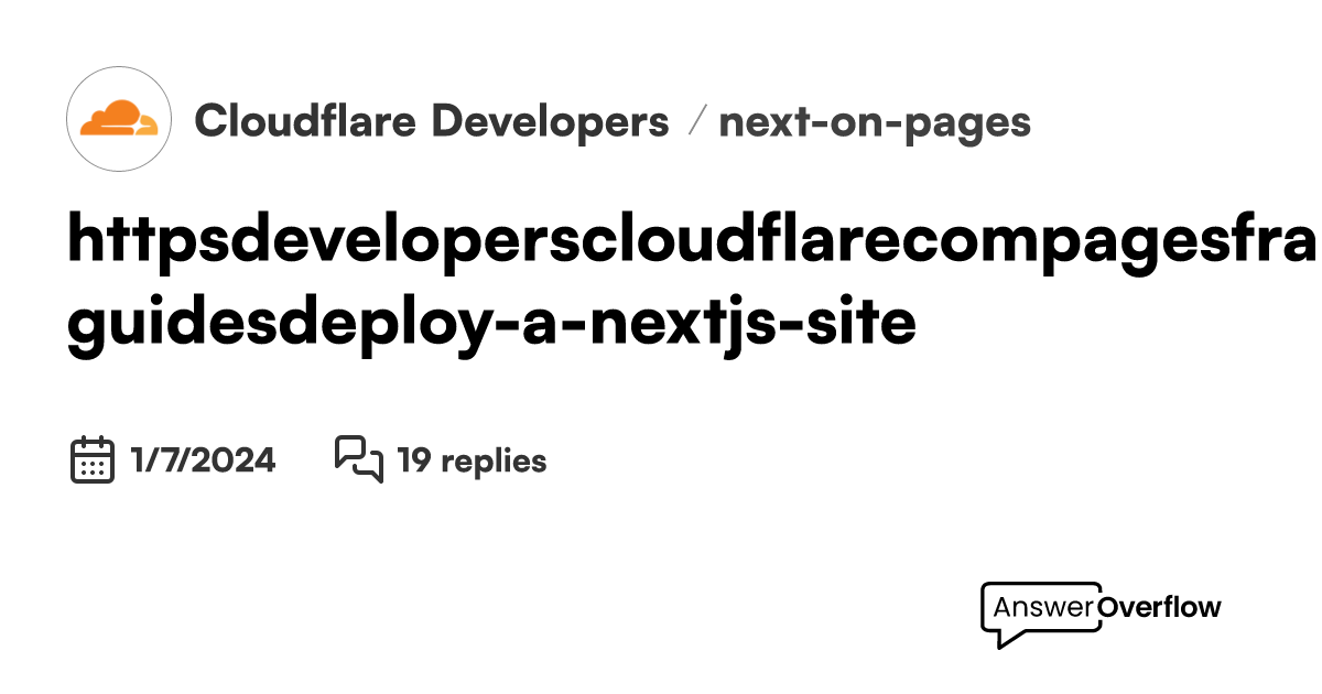 - Cloudflare Developers