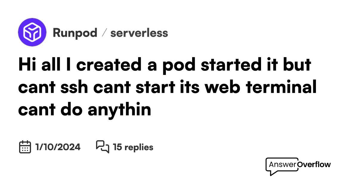 Hi all. I created a pod, started it, but can't ssh, can't start its "web terminal", can't do ...