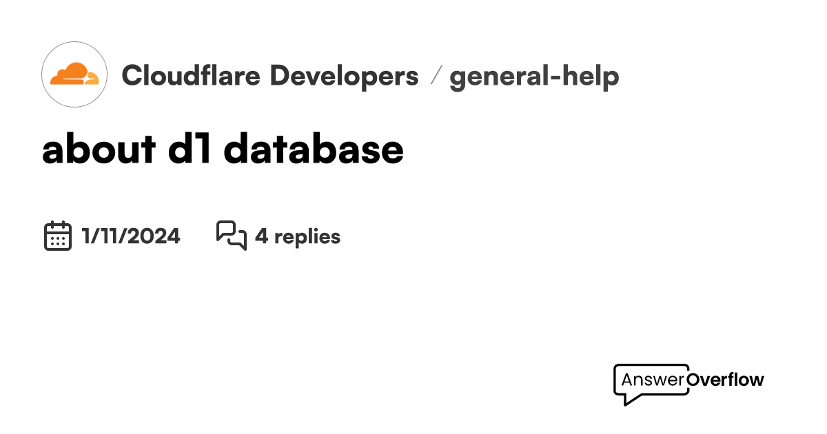about d1 database - Cloudflare Developers