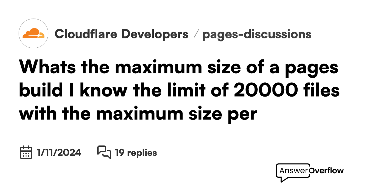 What's the maximum size of a pages build? I know the limit of 20000 files with the maximum size ...