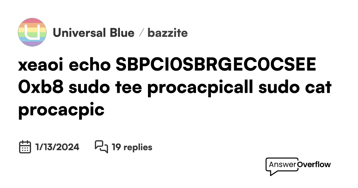 xe@aoi:~$ echo '\_SB.PCI0.SBRG.EC0.CSEE 0xb8' | sudo tee /proc/acpi/call; sudo cat /proc/acpi ...