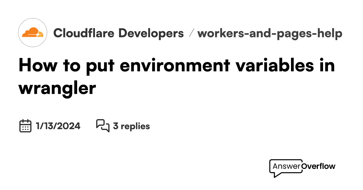 How To Put Environment Variables In Wrangler Cloudflare Developers