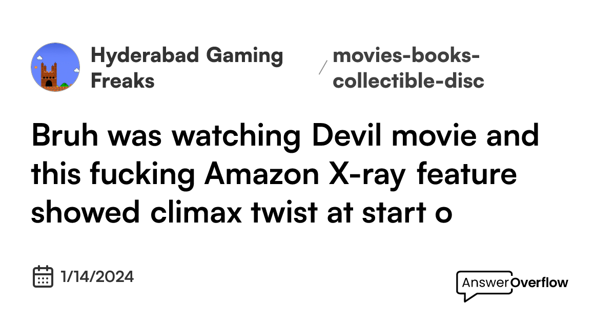 Bruh, was watching Devil movie and this fucking Amazon X-ray feature ...