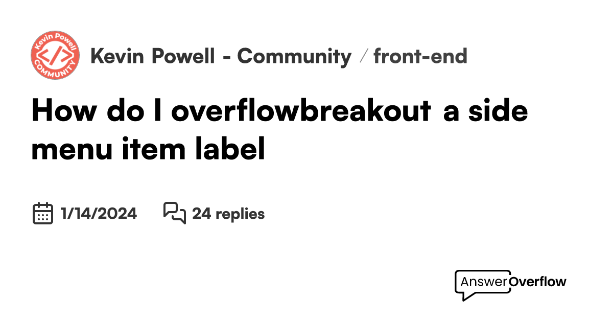 How Do I Overflowbreakout A Side Menu Item Label Kevin Powell