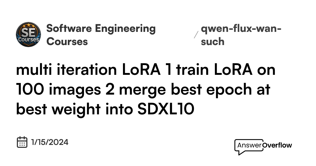 multi iteration LoRA. 1. train LoRA on 100 images 2. merge best epoch at best weight into SDXL_1 ...