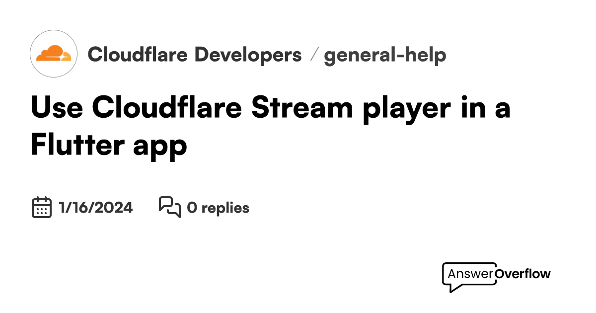 Use Cloudflare Stream player in a Flutter app - Cloudflare Developers