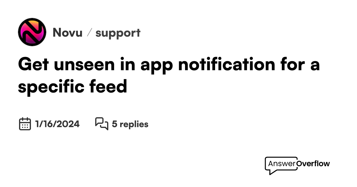 Get unseen in app notification for a specific feed - Novu