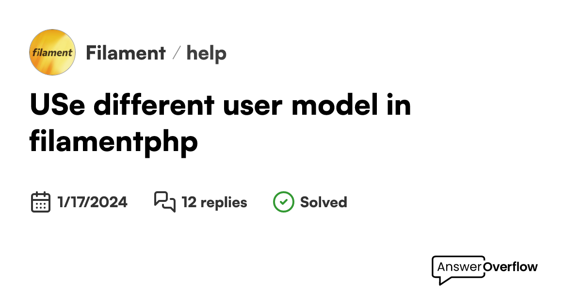 USe different user model in filament.php - Filament