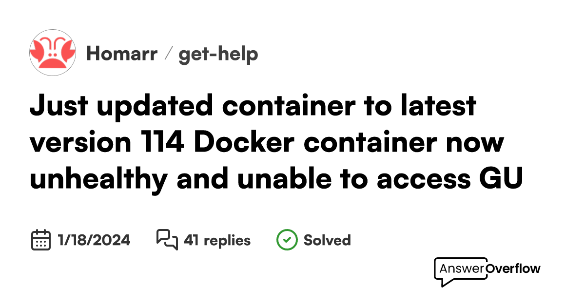 Just updated container to latest version 1.14 Docker container now ...