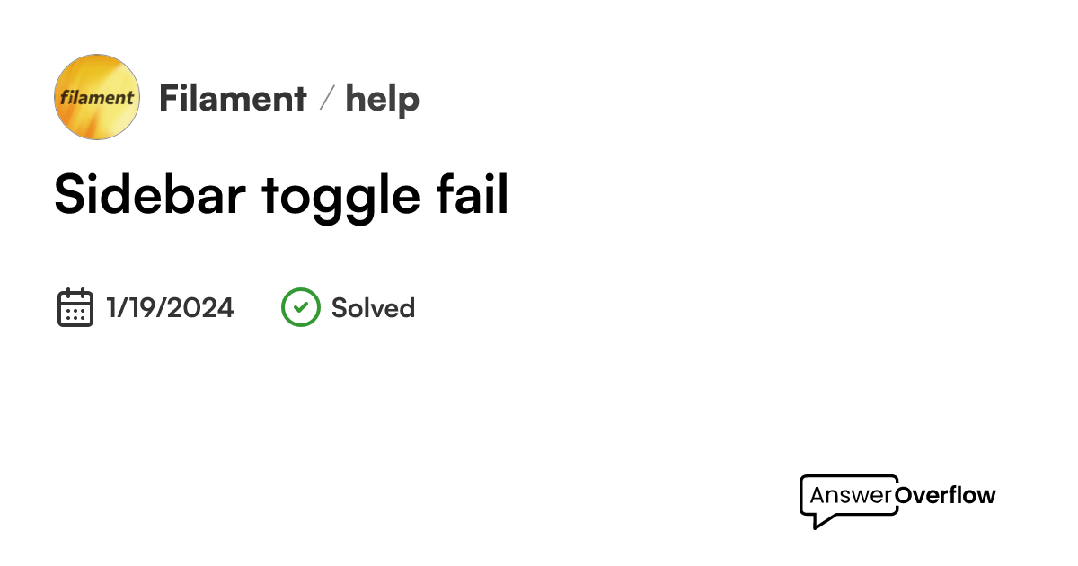 Sidebar toggle fail - Filament
