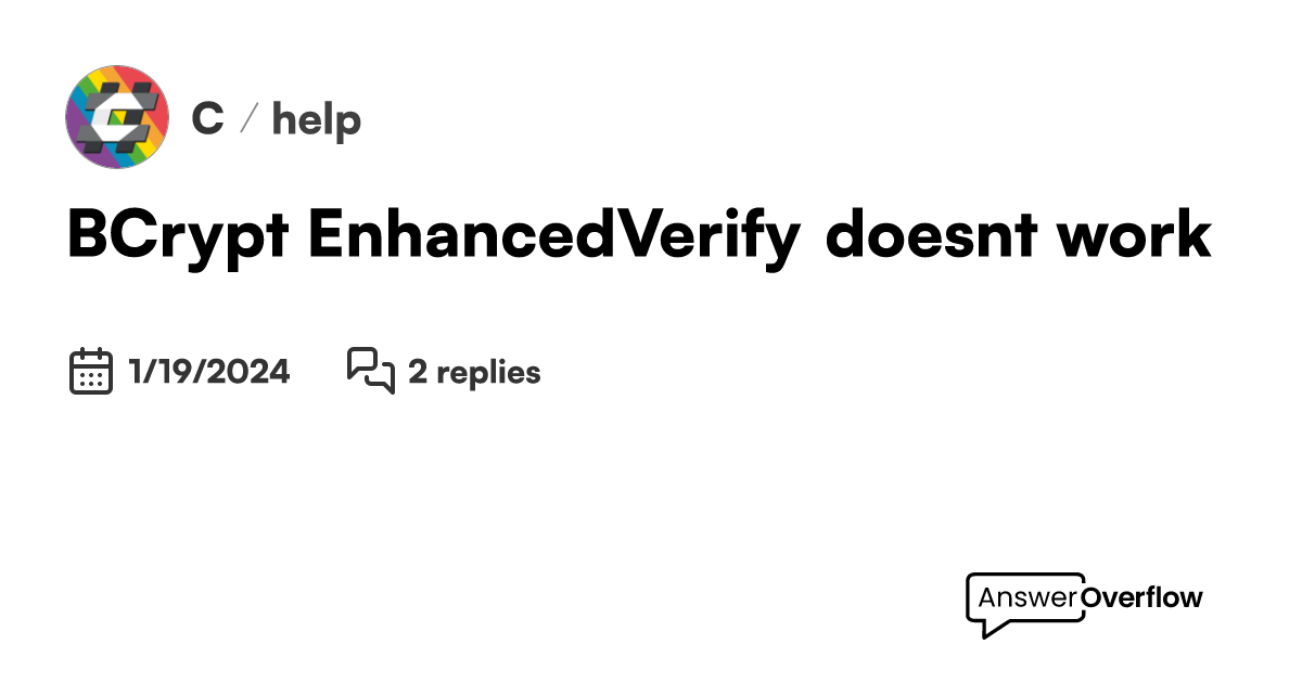 BCrypt : EnhancedVerify() doesn't work - C#