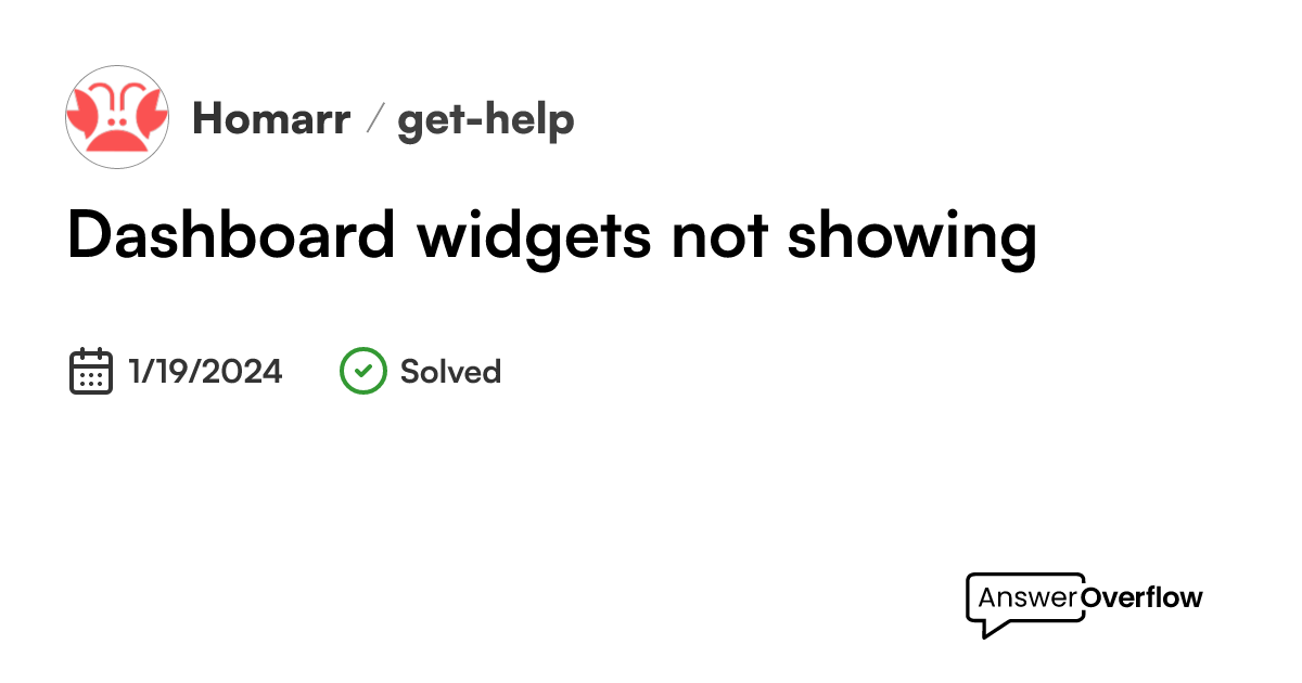 Dashboard widgets not showing - Homarr