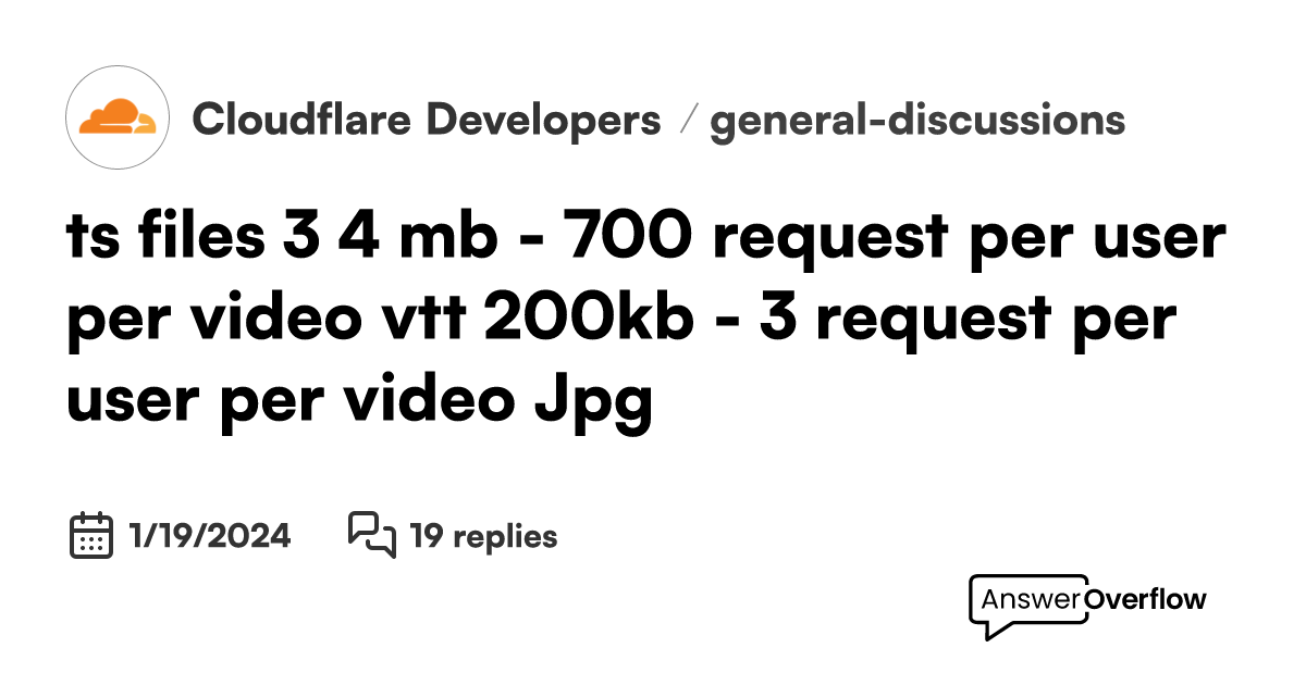 .ts files (3 4 mb) - 700 request per user per video .vtt (200kb) - 3 request per user per video ...