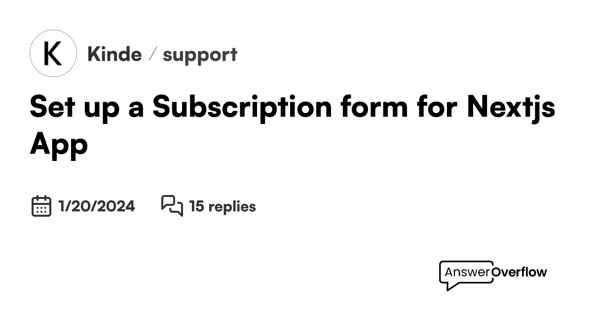 Set up a Subscription form for Nextjs App. - Kinde