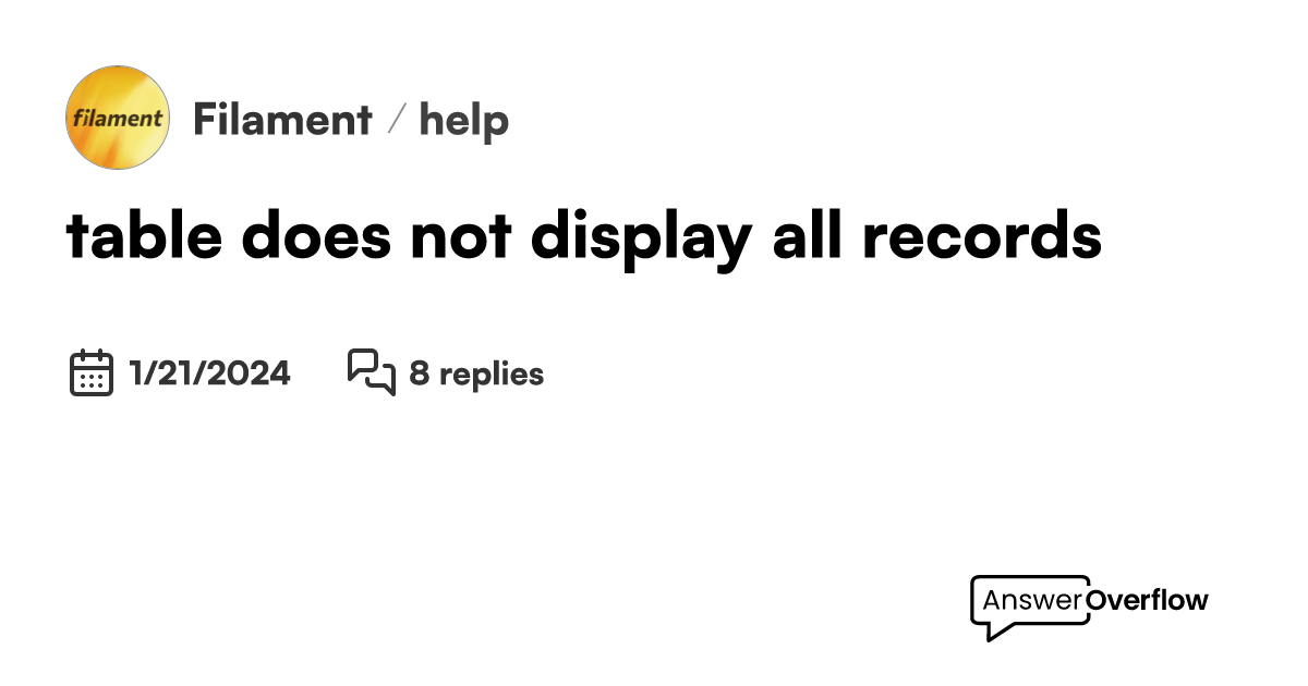 table does not display all records - Filament