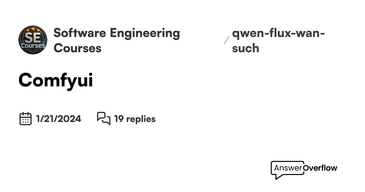 Comfyui - Software Engineering Courses (SECourses)