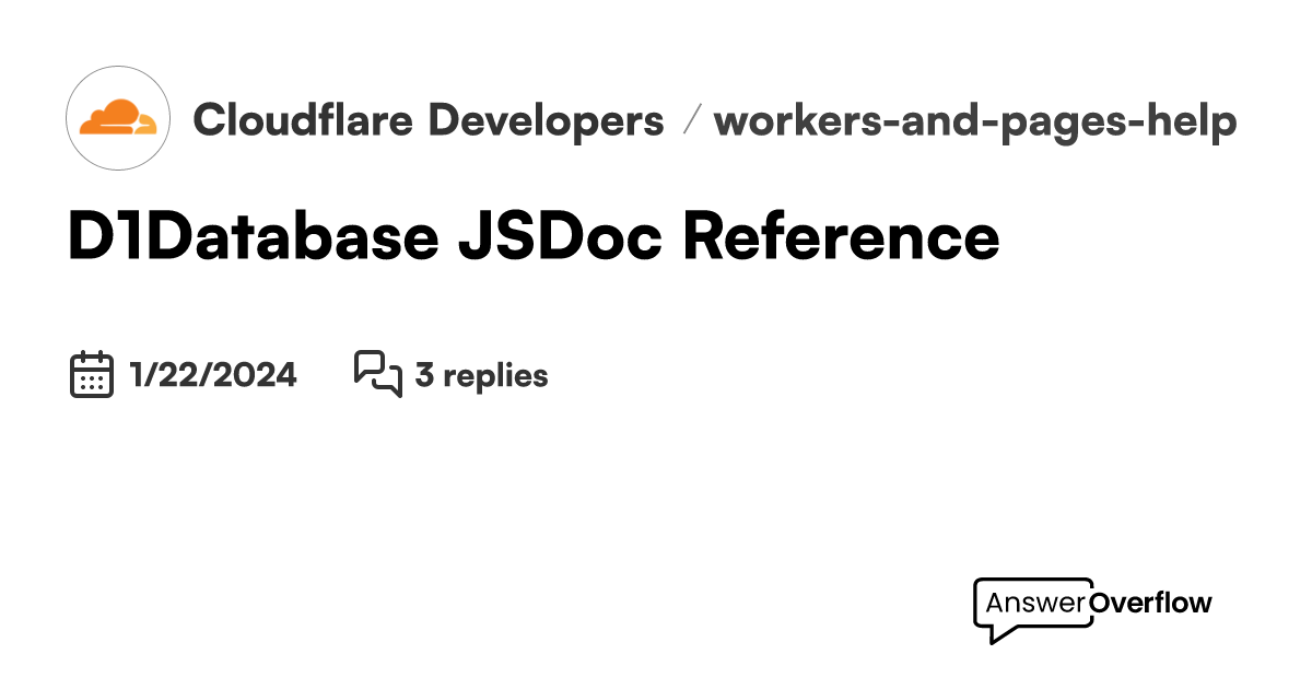 D1Database JSDoc Reference? - Cloudflare Developers