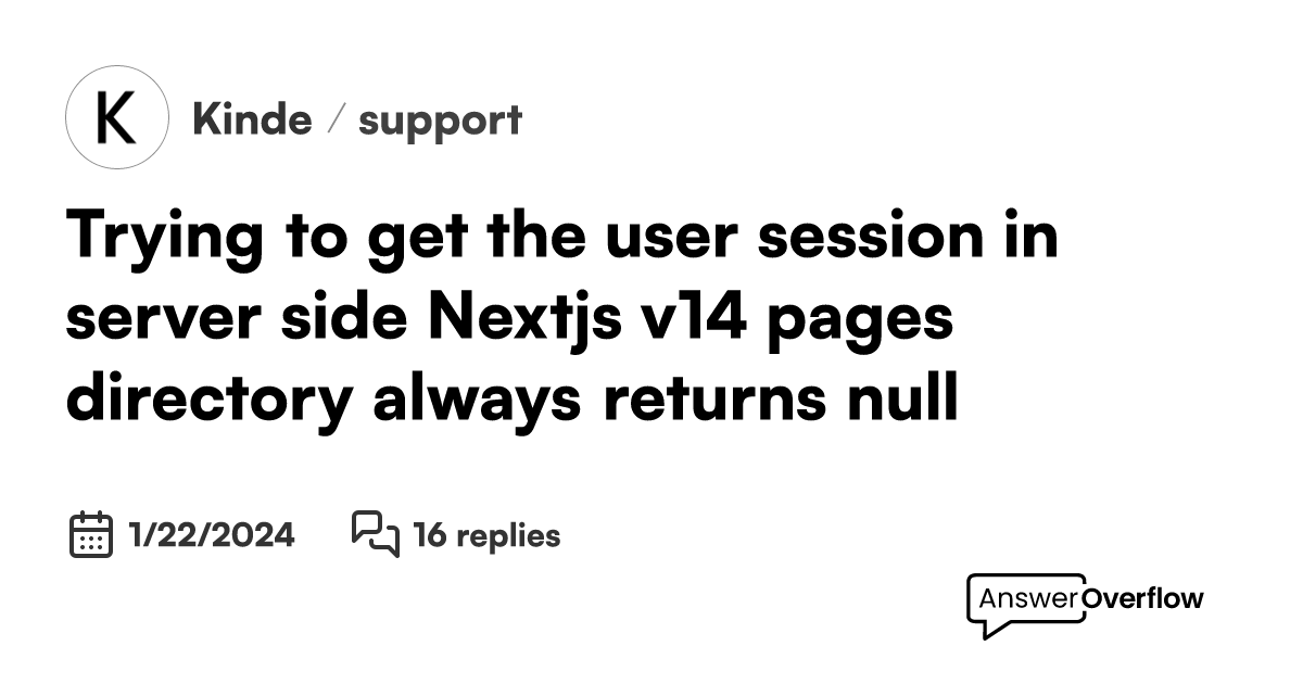 Trying To Get The User Session In Server Side Nextjs V14 Pages Directory Always Returns Null