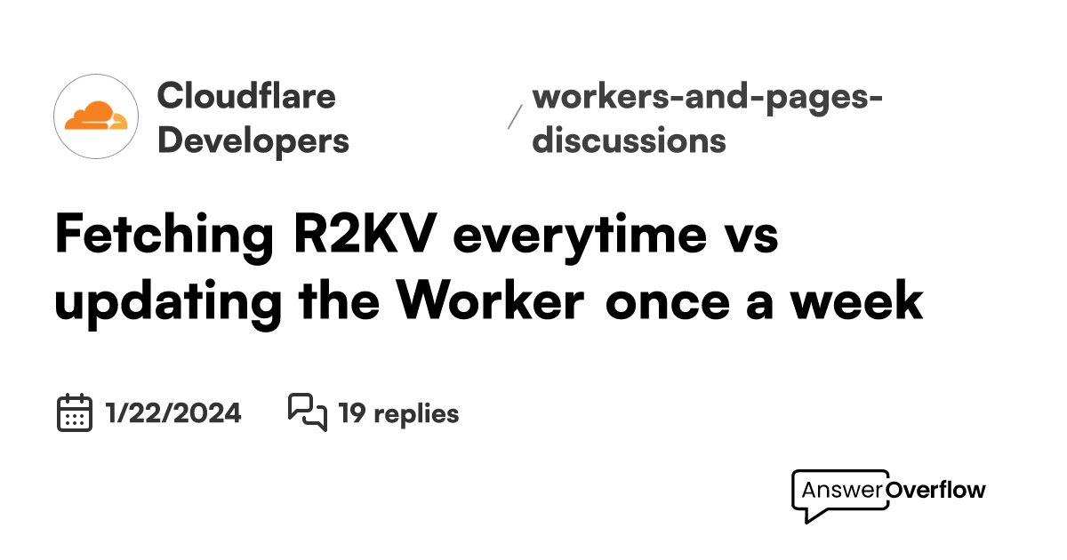 Fetching R2/KV everytime vs updating the Worker once a week - Cloudflare Developers