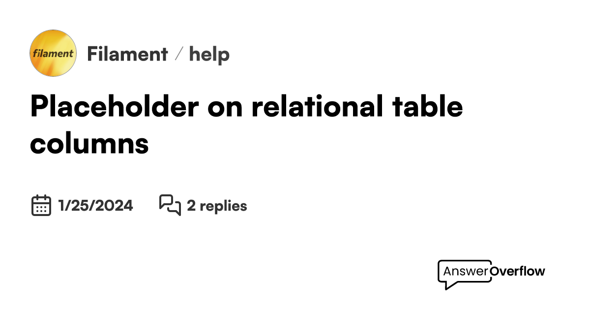 Placeholder on relational table columns - Filament