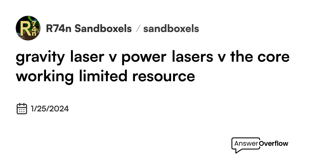 gravity laser [v] power lasers [v] the core [ ] working [ ] limited resource [ ] ``` - 🚨 R74n ...