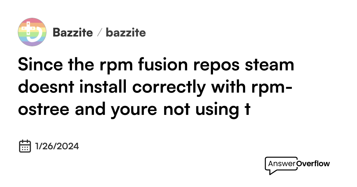 Since the rpm fusion repo's steam doesn't install correctly with rpm ...