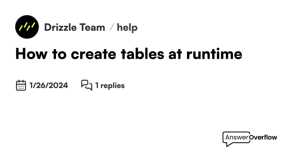 How To Create Tables At Runtime Drizzle Team