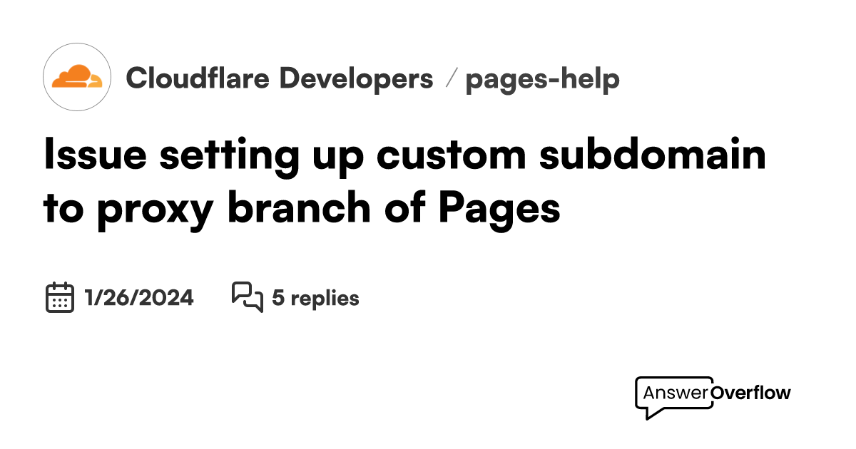 Issue setting up custom subdomain to proxy branch of Pages - Cloudflare Developers