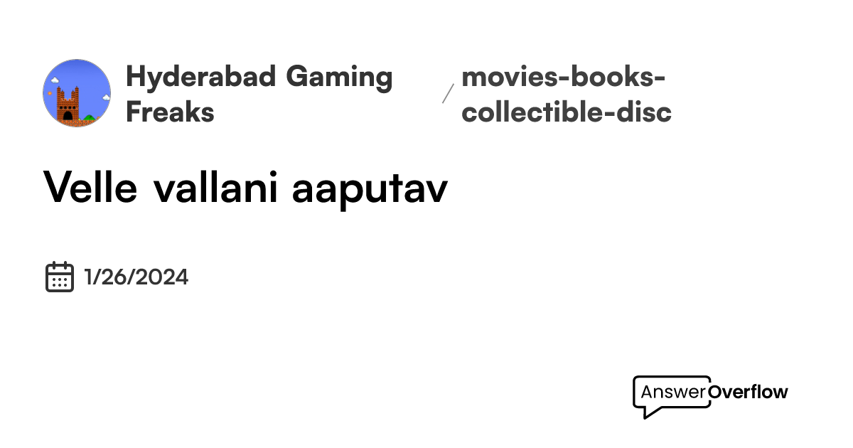 Velle vallani aaputav - Hyderabad Gaming Freaks!🎮🇮🇳