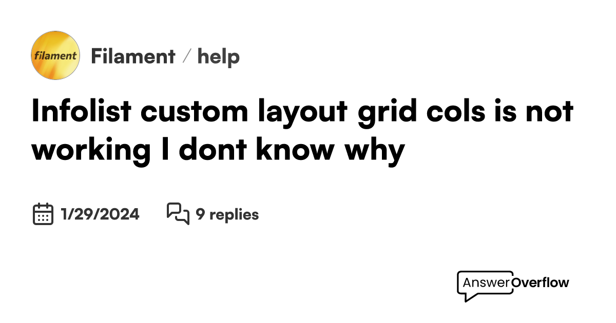 Infolist Custom Layout Grid Cols Is Not Working I Dont Know Why Filament