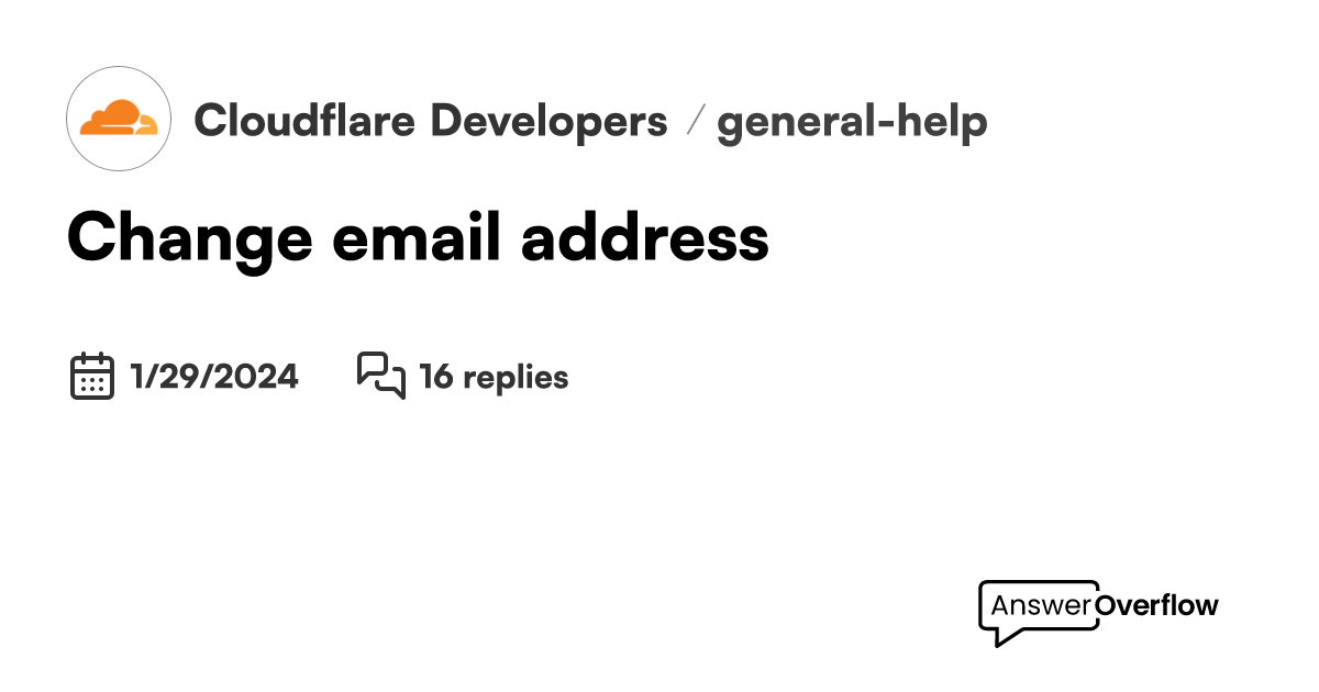 Change email address - Cloudflare Developers