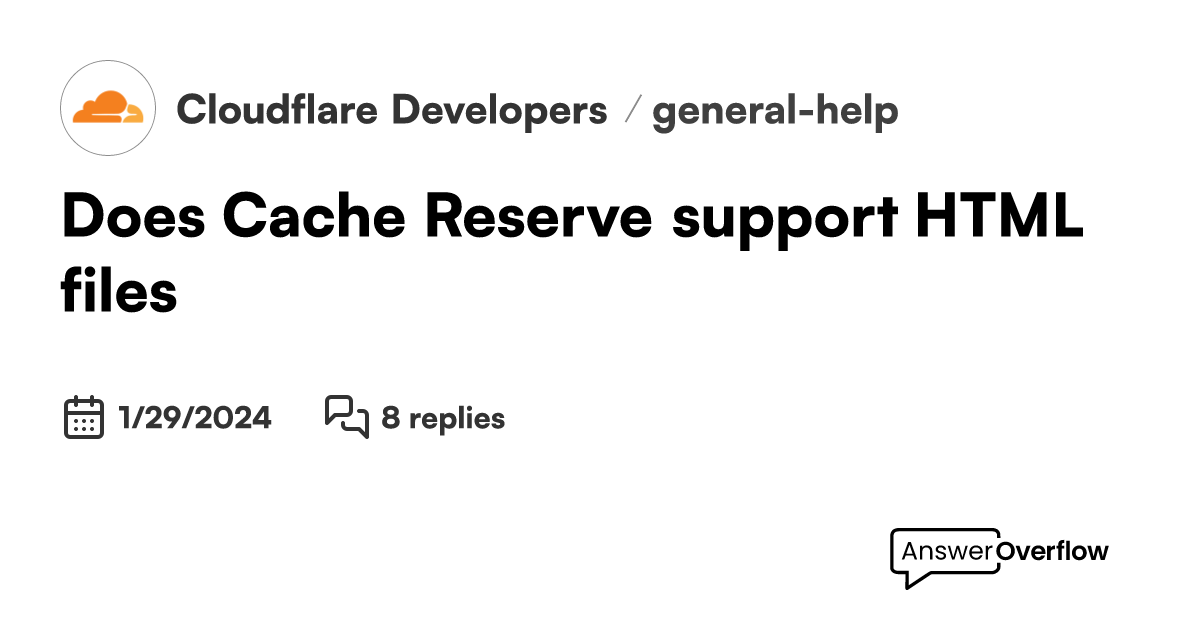 Does Cache Reserve support HTML files? - Cloudflare Developers