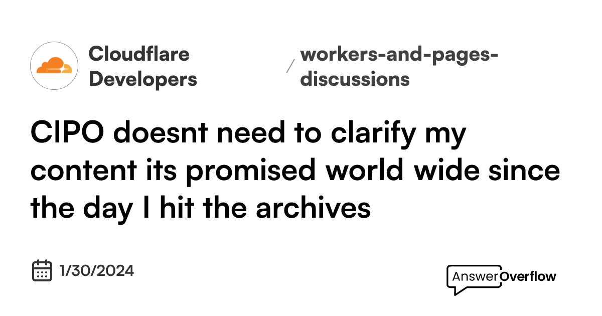 CIPO doesn't need to clarify my content, it's promised world wide since the day I hit the ...