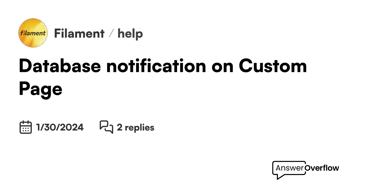 Database notification on Custom Page - Filament