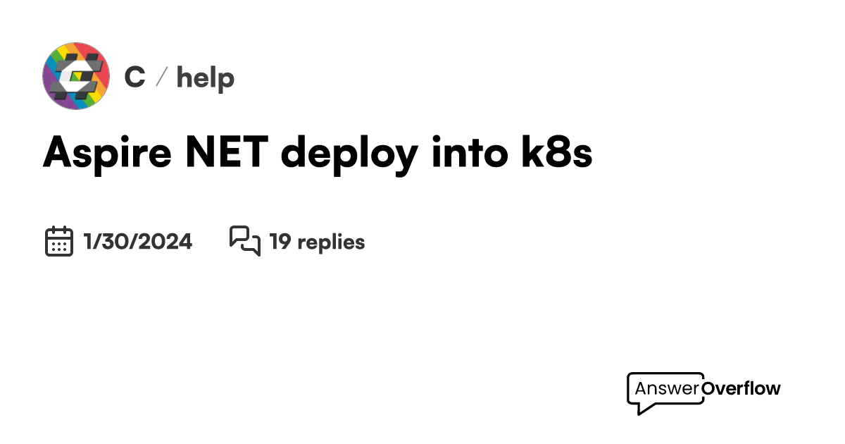 Aspire .NET deploy into k8s - C#
