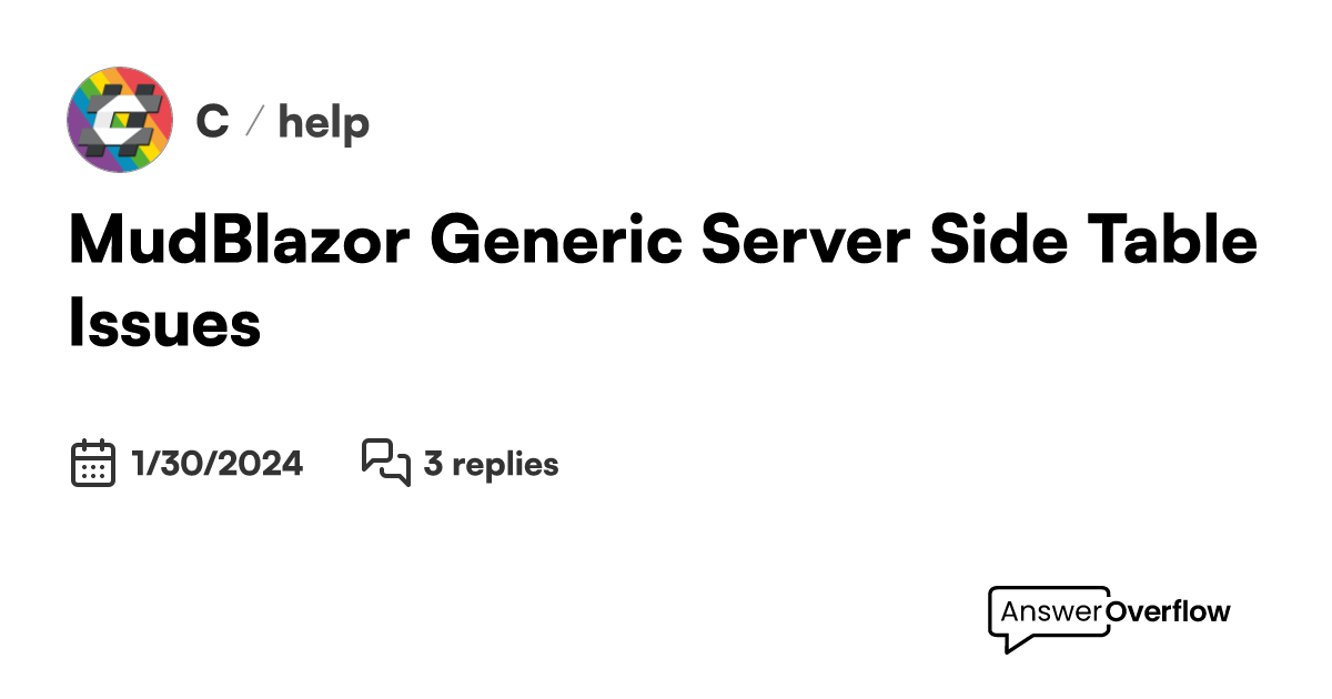 MudBlazor Generic Server Side Table Issues - C#