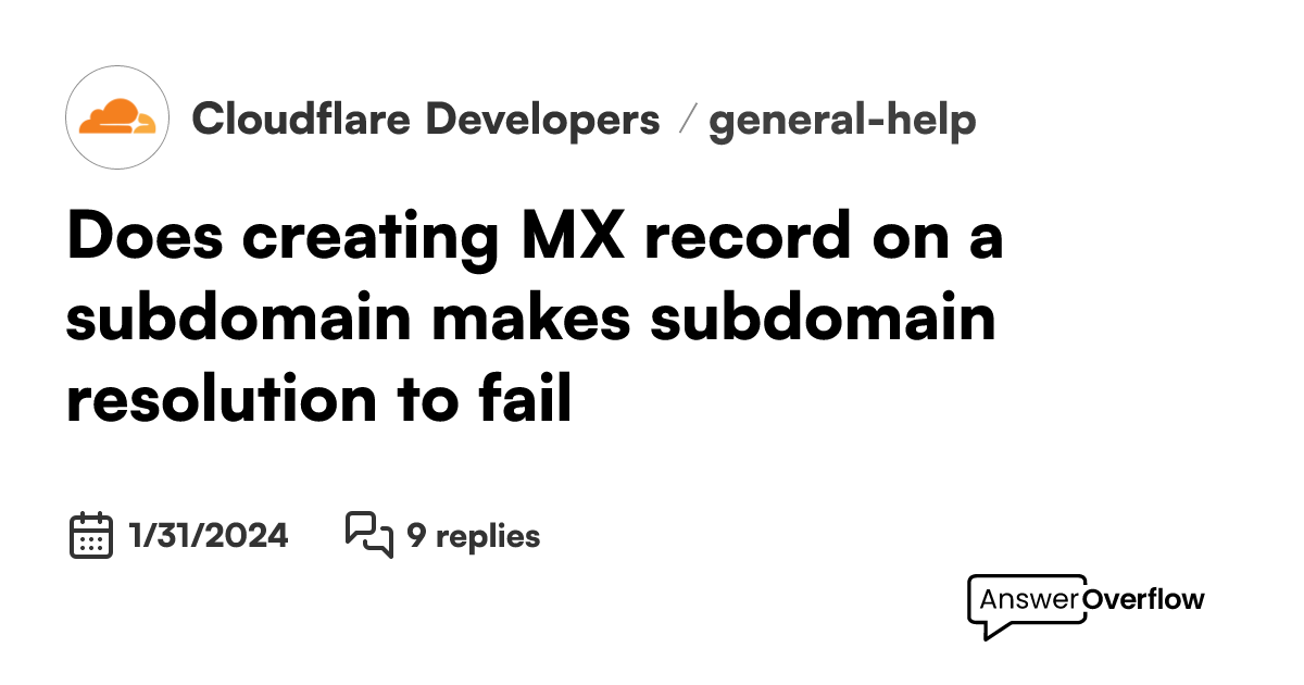 Does creating MX record on a subdomain makes subdomain resolution to ...