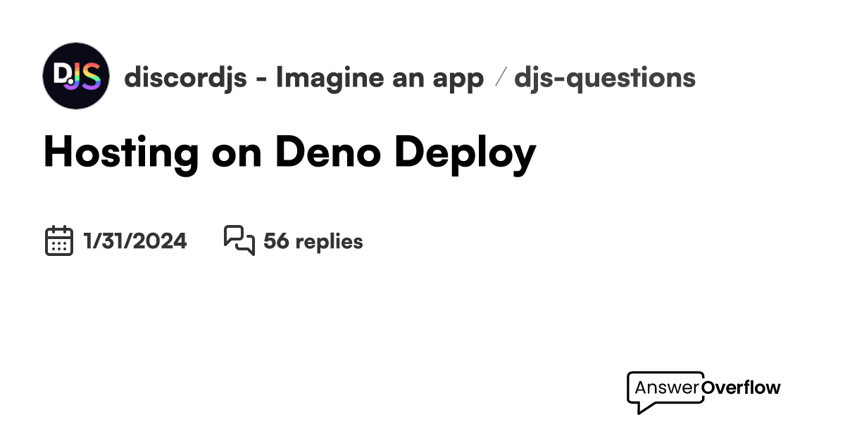 Hosting on Deno Deploy - discord.js - Imagine an app