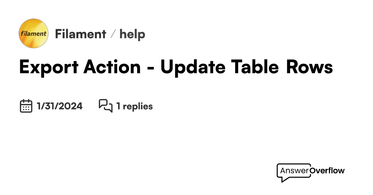 Export Action - Update Table Rows - Filament