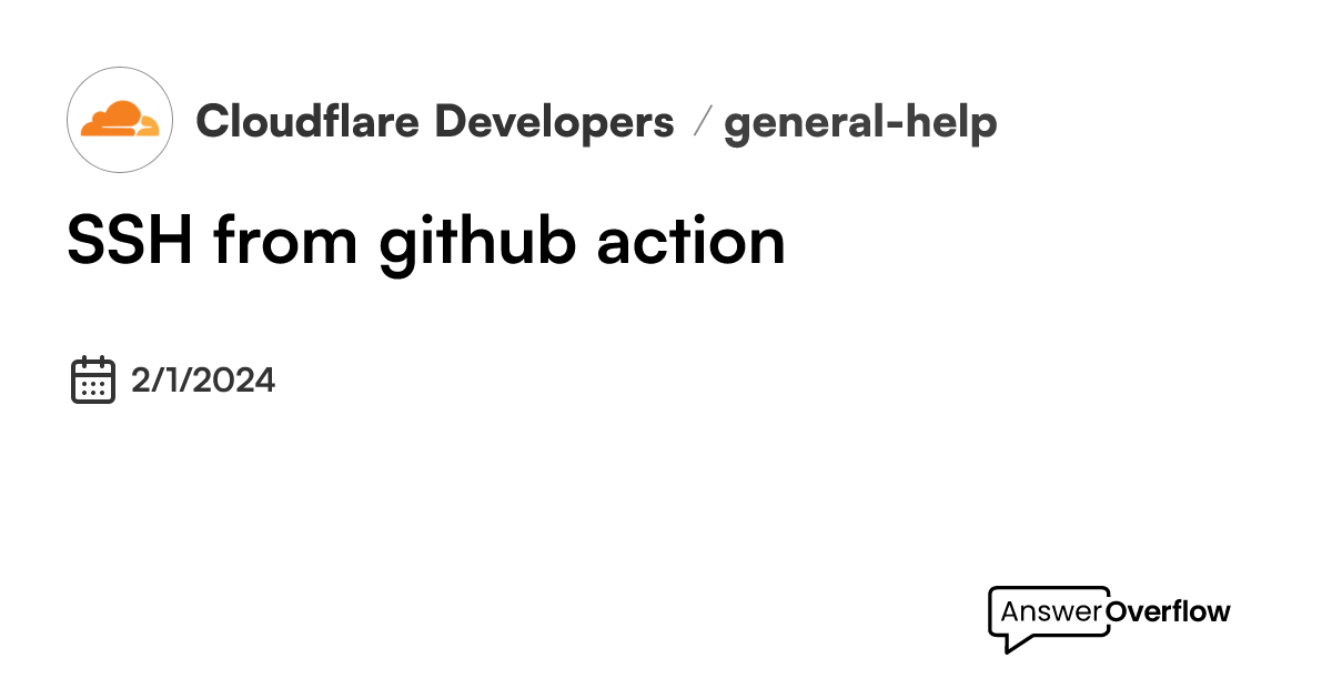 SSH from github action - Cloudflare Developers