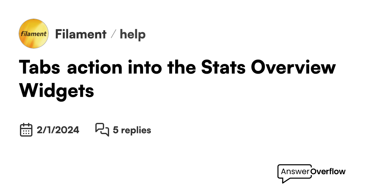 Tabs action into the Stats Overview Widgets - Filament