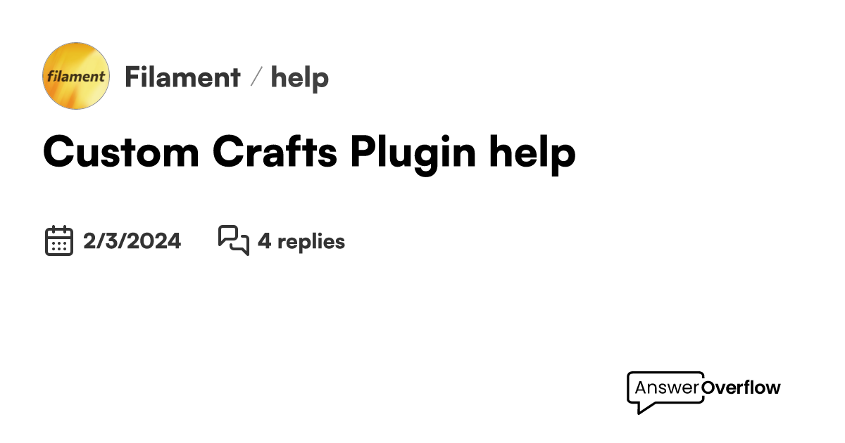 Custom Crafts Plugin help - Filament