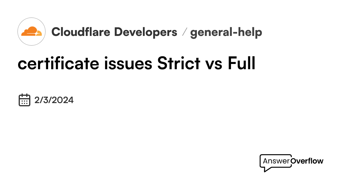 certificate issues. Strict vs Full - Cloudflare Developers
