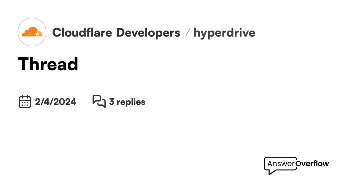 Thread - Cloudflare Developers