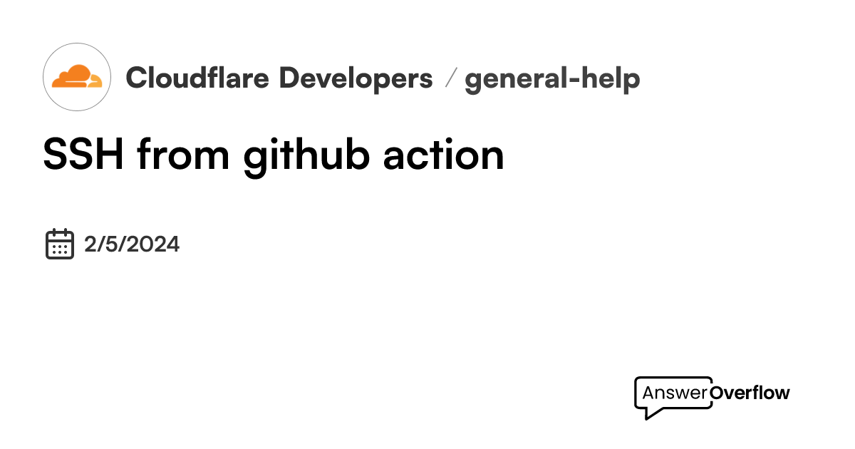 SSH from github action - Cloudflare Developers