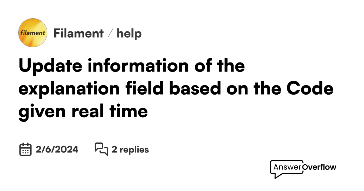 Update Information Of The Explanation Field Based On The Code Given