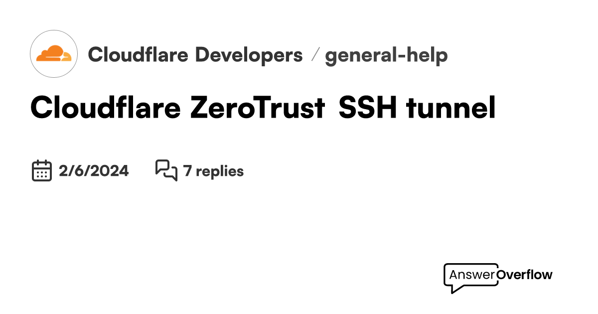 Cloudflare ZeroTrust SSH tunnel - Cloudflare Developers