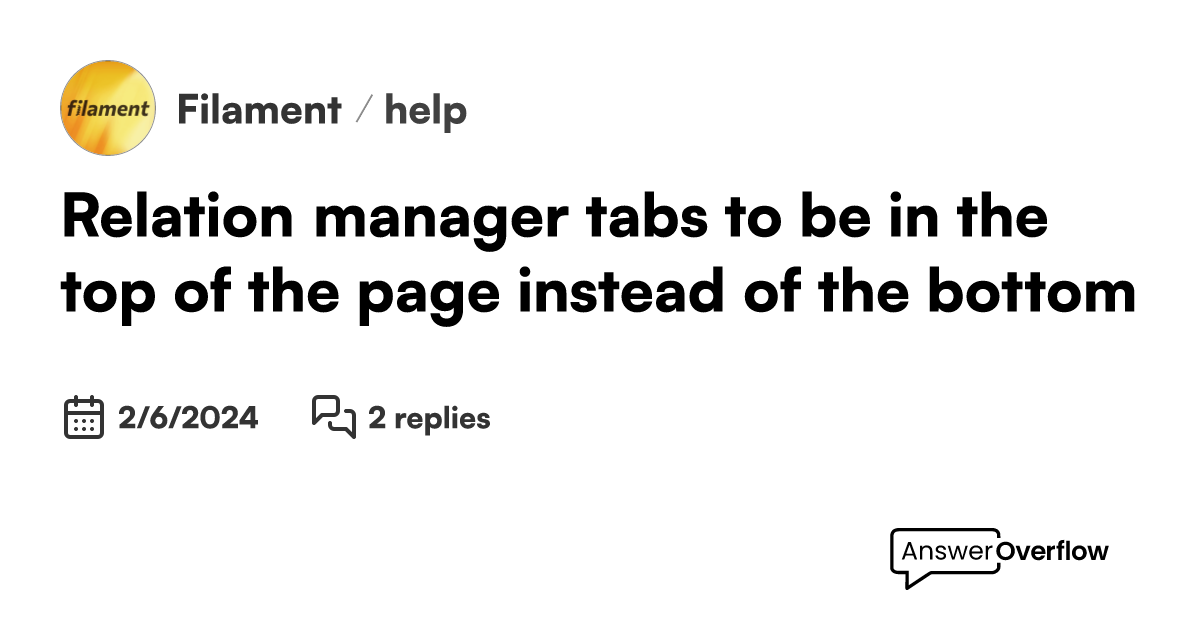 Relation manager tabs to be in the top of the page instead of the bottom - Filament